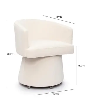 TOV FURNITURE Kristen Upcycled Chenille Rolling Desk Chair - Cream
