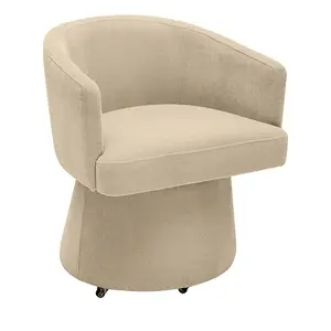 TOV FURNITURE Kristen Upcycled Chenille Rolling Desk Chair - Taupe