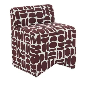 TOV FURNITURE Pippa Geometric Jacquard Weave Stool In Merlot Purple