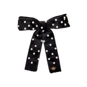 Lele Sadoughi Jet Pearl Antoinette Bow Barrette - One-color