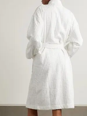 Skin Serenity Belted Organic Cotton-jacquard Robe