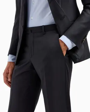 Giorgio Armani Manhattan Line Virgin-wool Single-breasted Suit With A Micro-check Motif - Black