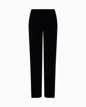 Giorgio Armani Straight-cut Velvet Trousers - Navy Blue