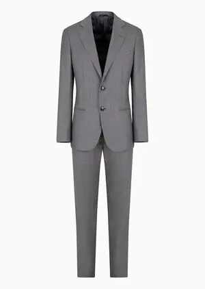 Giorgio Armani Single-breasted Soho Line Suit In Virgin Wool And Cashmere Gray