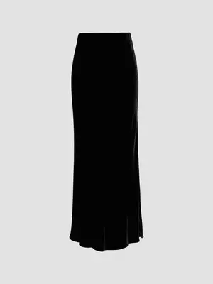 L'Agence Zeta Velvet Maxi Skirt - Black