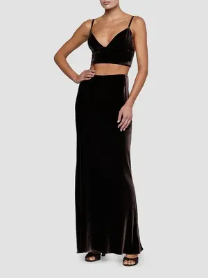L'Agence Zeta Velvet Maxi Skirt - Dark Java