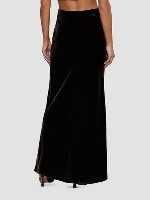 L'Agence Zeta Velvet Maxi Skirt - Dark Java