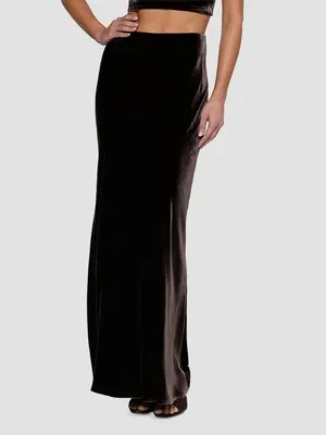 L'Agence Zeta Velvet Maxi Skirt - Dark Java