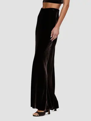 L'Agence Zeta Velvet Maxi Skirt - Dark Java