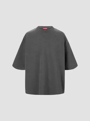Staud Capsule Knit Crewneck T-shirt - Heather Grey