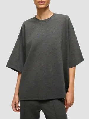 Staud Capsule Knit Crewneck T-shirt - Heather Grey