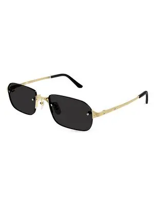 Cartier Santos Classic 56mm Rectangular Sunglasses - Gold Black