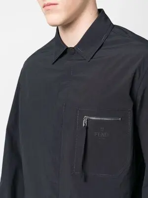 Fendi Zip-pocket Shirt Jacket - Blue