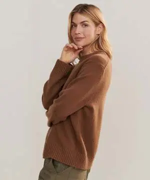 Jenni Kayne Cashmere Oversized Crewneck Top - Chestnut