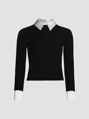 Alice + Olivia Porla Collared Sweater Black