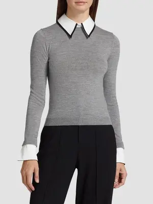 Alice + Olivia Porla Collared Sweater - Medium Heather Grey