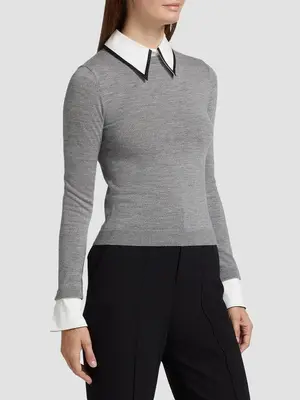 Alice + Olivia Porla Collared Sweater - Medium Heather Grey