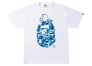 A BATHING APE Abc Camo Milo On Big Ape Tee Shirt White/blue