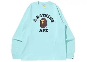 BAPE College Long Sleeve Tee Shirt (ss22) Sax