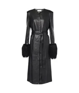 Magda Butrym Shearling-trimmed Leather Coat