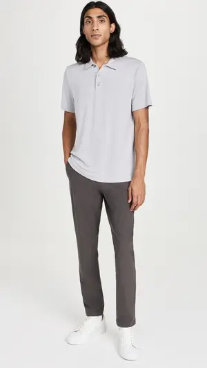 Theory Bron C Polo In Anenome Milano - Grey Multi