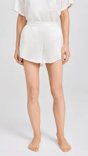 Lunya Washable Silk Tee Short Set - Tranquil White