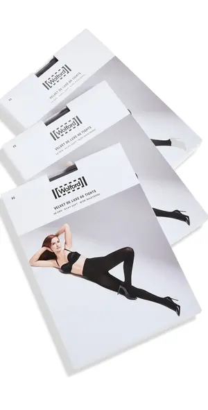 Wolford Velvet De Luxe 66 Tights 3 Pack - Black