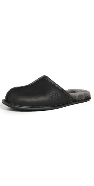 UGG Scuff Leather Slippers - Black