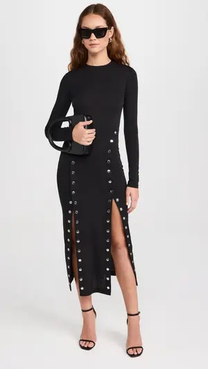 FLEUR DU MAL Midi Dress With Side Snaps