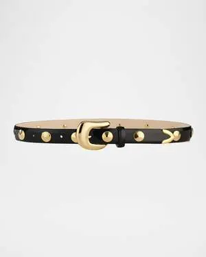 AUREUM Leather Studded Belt - Black