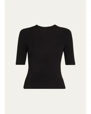 FRAME Ribbed Crewneck Tee - Black