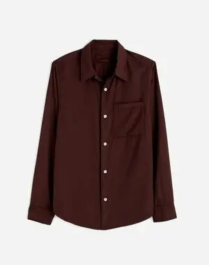 Madewell The Perfect Shirt In Soft Drape Twill - Dark Carob