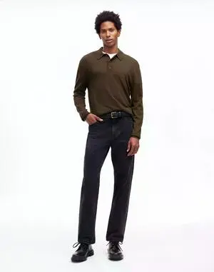 Madewell Three-button Sweater Polo Shirt In Merino Wool - Loden
