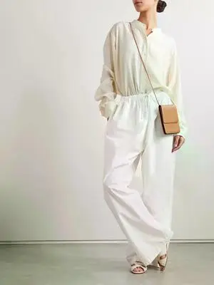 THE ROW Hubert Cotton-poplin Wide-leg Pants