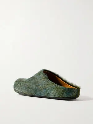 Marni Fussbett Calf Hair Clogs - Blue