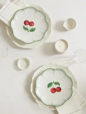 AQUAZZURA CASA Cherry Blossom Set Of Two 28cm Ceramic Dinner Plates