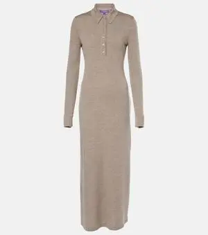 Ralph Lauren Wool Jersey Polo Maxi Dress - Grey