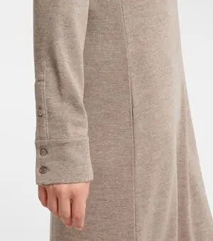 Ralph Lauren Wool Jersey Polo Maxi Dress - Grey