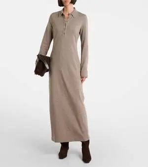 Ralph Lauren Wool Jersey Polo Maxi Dress - Grey