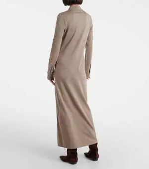 Ralph Lauren Wool Jersey Polo Maxi Dress - Grey