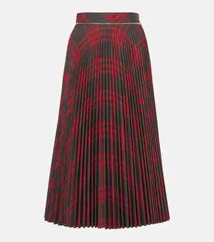 Burberry Check Plisse Midi Skirt