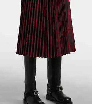 Burberry Check Plisse Midi Skirt