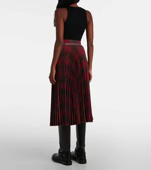 Burberry Check Plisse Midi Skirt