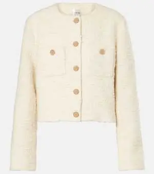 FRAME Cropped Cotton And Wool Jacket - White