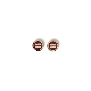 Miu Miu Enameled Metal Earrings Amaranth Red/maize Yellow