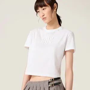 Miu Miu Cotton Jersey T-Shirt - White | Editorialist