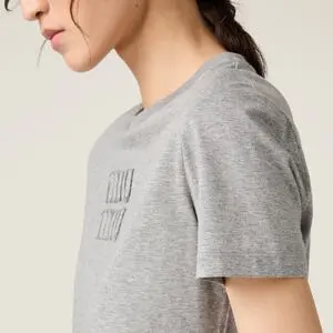 Miu Miu Cotton Jersey T-Shirt - Grey | Editorialist