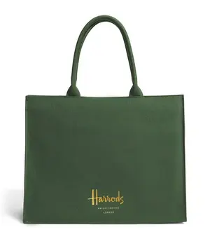 Harrods Large Cotton Logo Tote Bag - Green