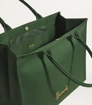 Harrods Large Cotton Logo Tote Bag - Green