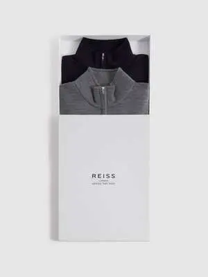 REISS 2 Pack Of Merino Wool Zip-neck Jumpers
